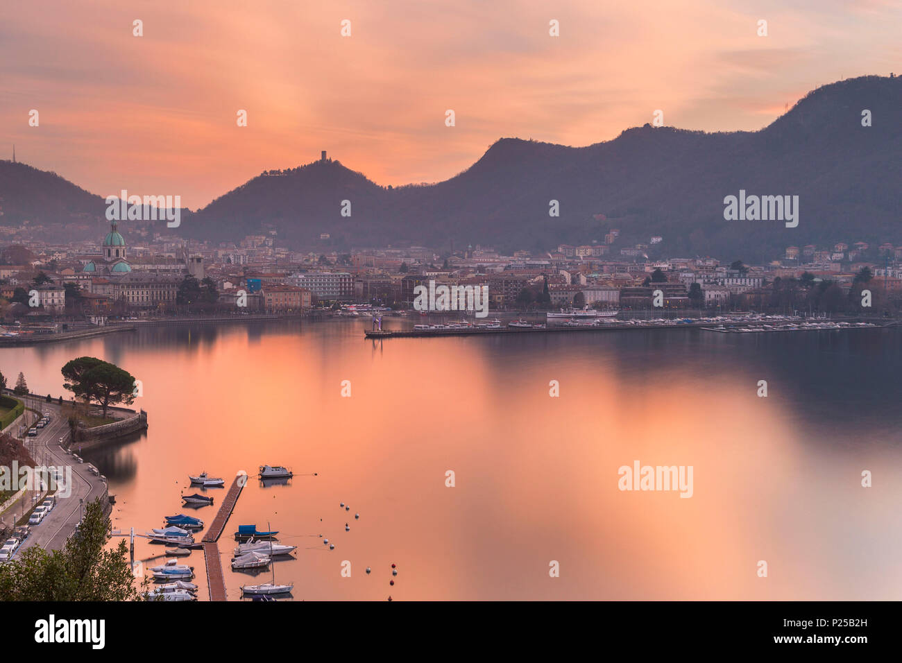 Red sunset on Como, lake Como, Lombardy, Italy, Europe Stock Photo - Alamy