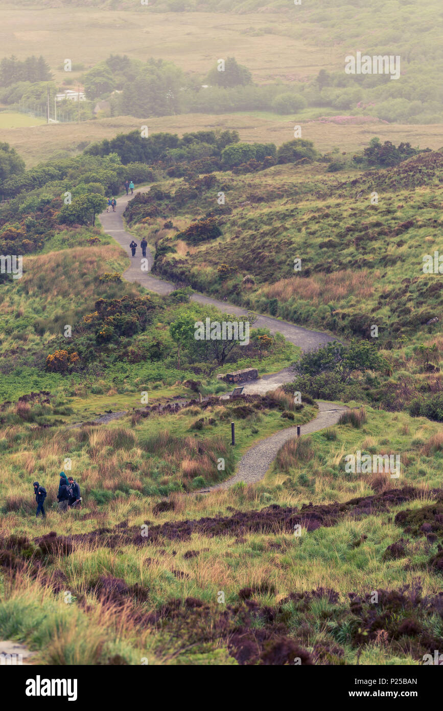 Letterfrack, Connemara National Park, Co. Galway, Ireland. Hikers on ...