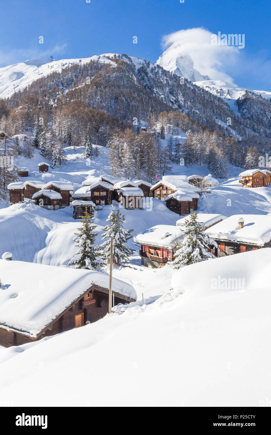 Traditional village of Blatten with Matterhorn in the background ...