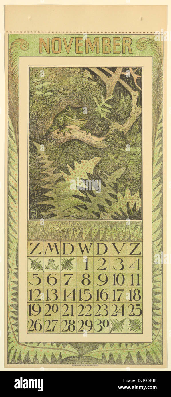 . English: Print, Design for a Calendar (October), 1911 . English ...