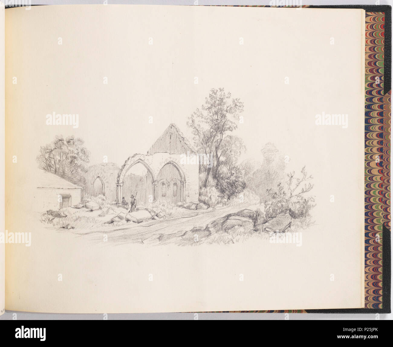 . English: Drawing, Ruins by a Road, ca. 1895 . English: Sketchbook ...