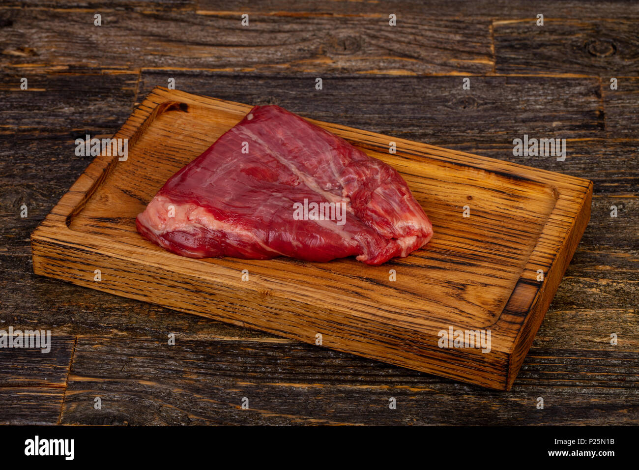 Raw beef Flank steak Black Angus Stock Photo - Alamy