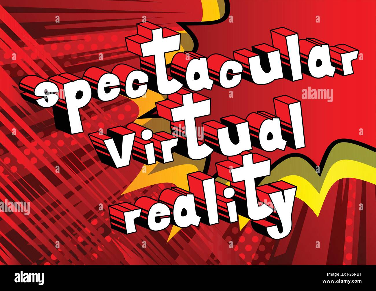 Spectacular Virtual Reality - Comic book style word on abstract ...