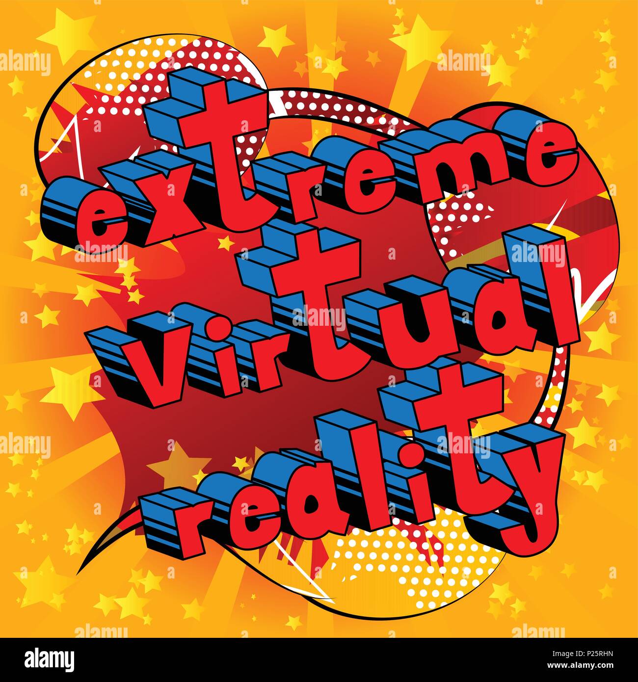 Extreme Virtual Reality - Comic book style word on abstract background ...