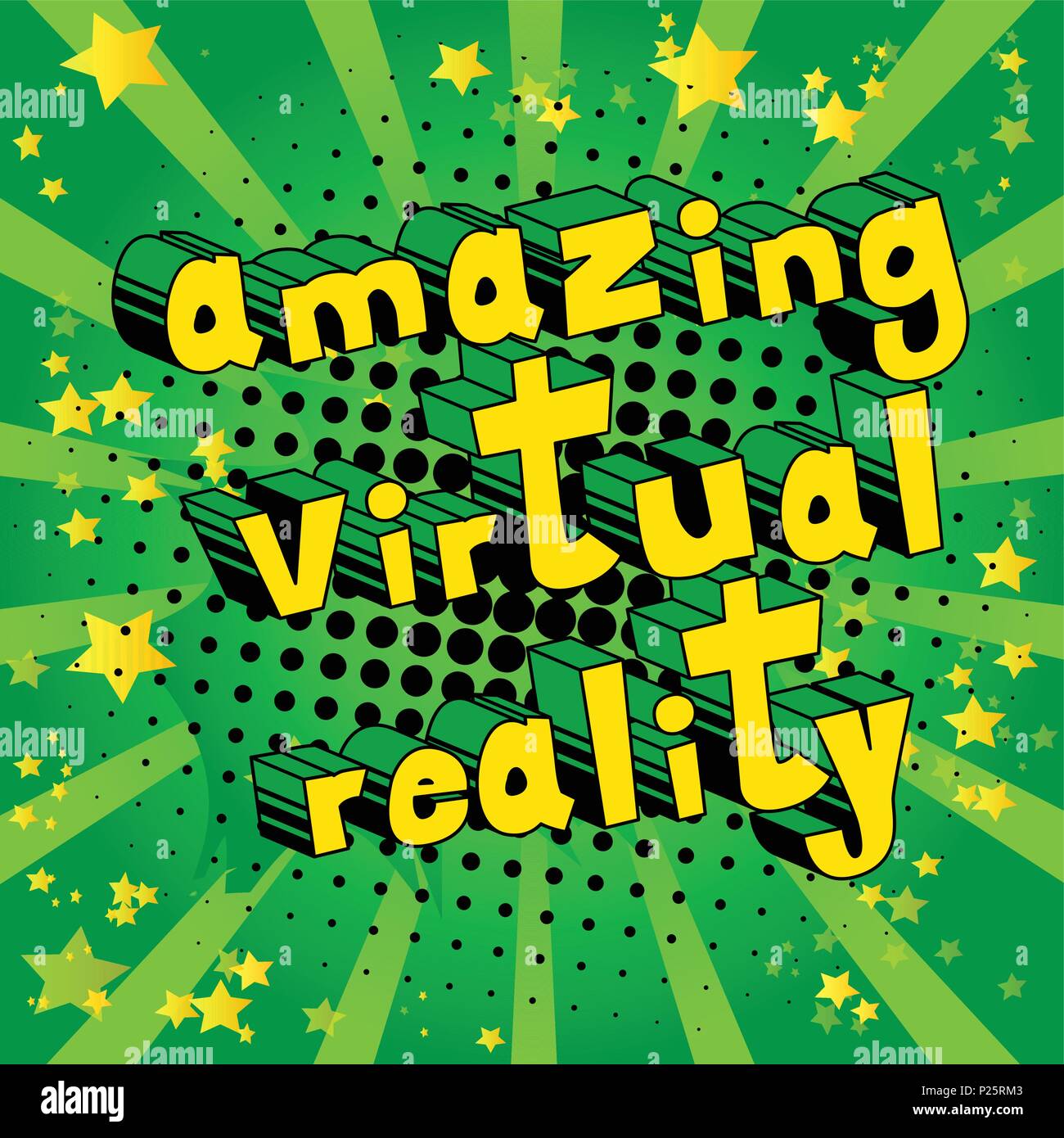 Amazing Virtual Reality - Comic book style word on abstract background ...