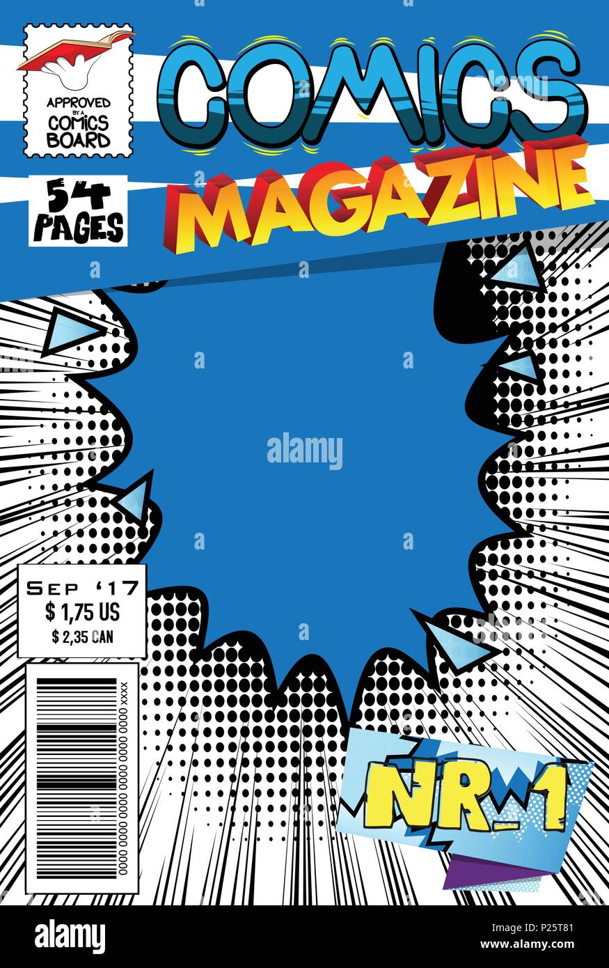 Editable comic book cover with abstract explosion background Stock ...