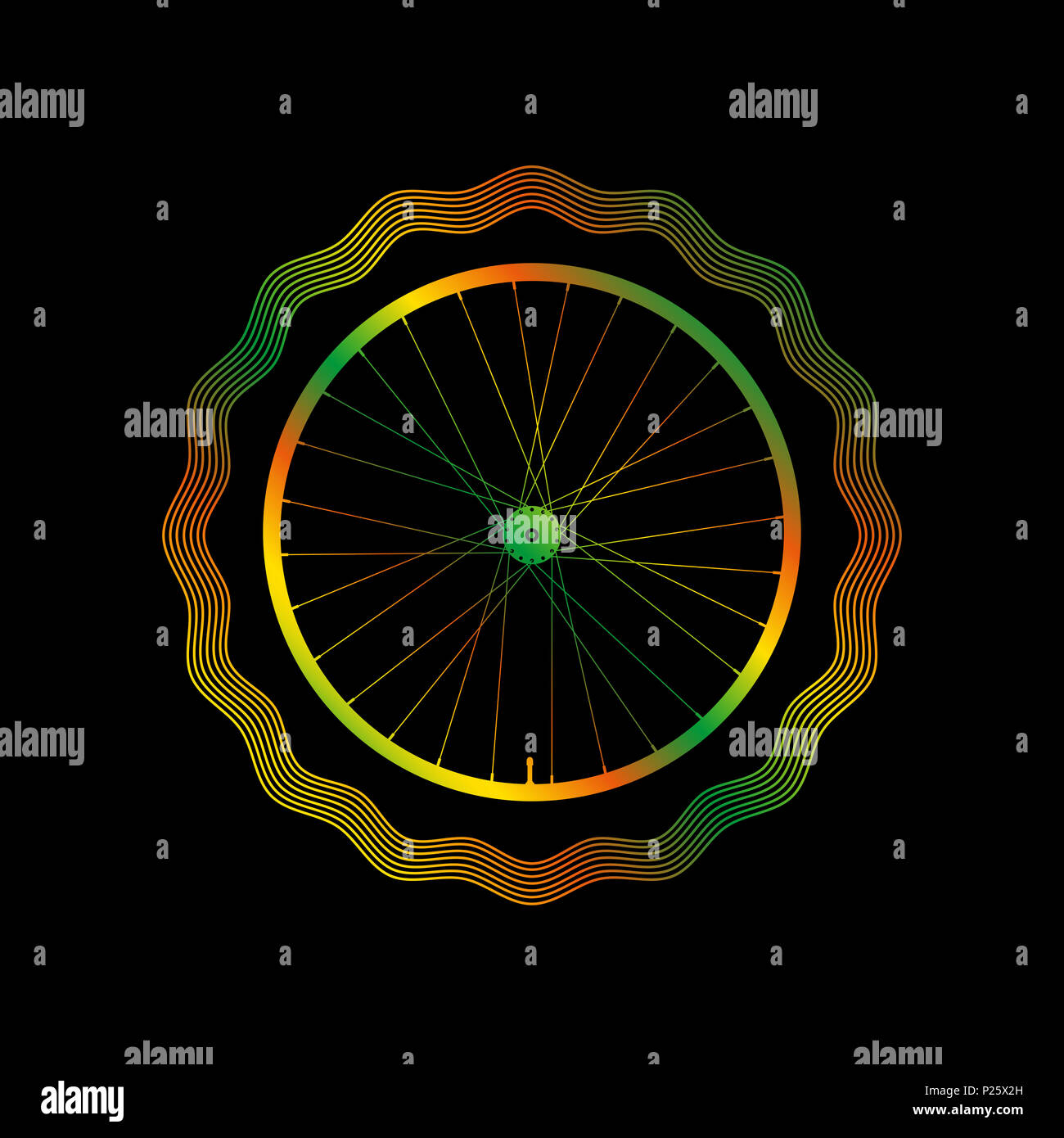 Decorative Bike Rim with Bright Gradient. Guilloche Frame. Illustration ...