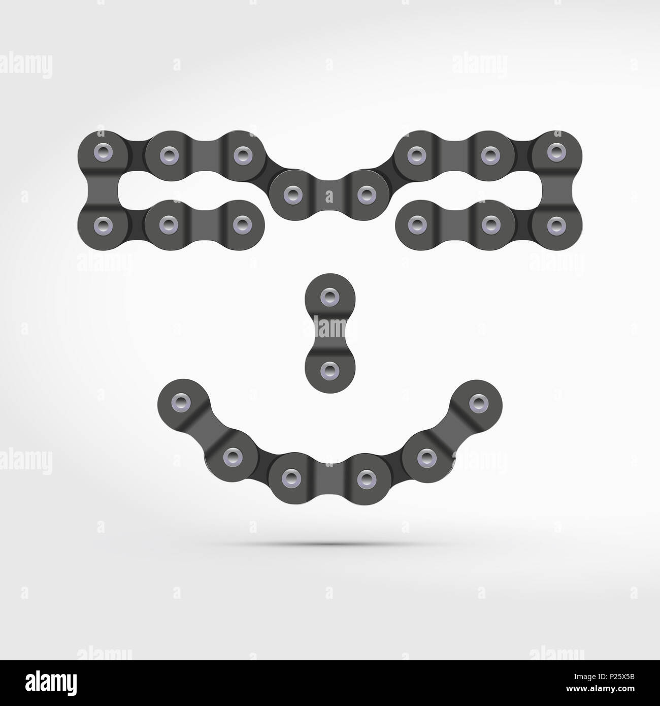 Smiling Face with Glasses Emoji Made of Bike or Bicycle Chain. Emoticon ...