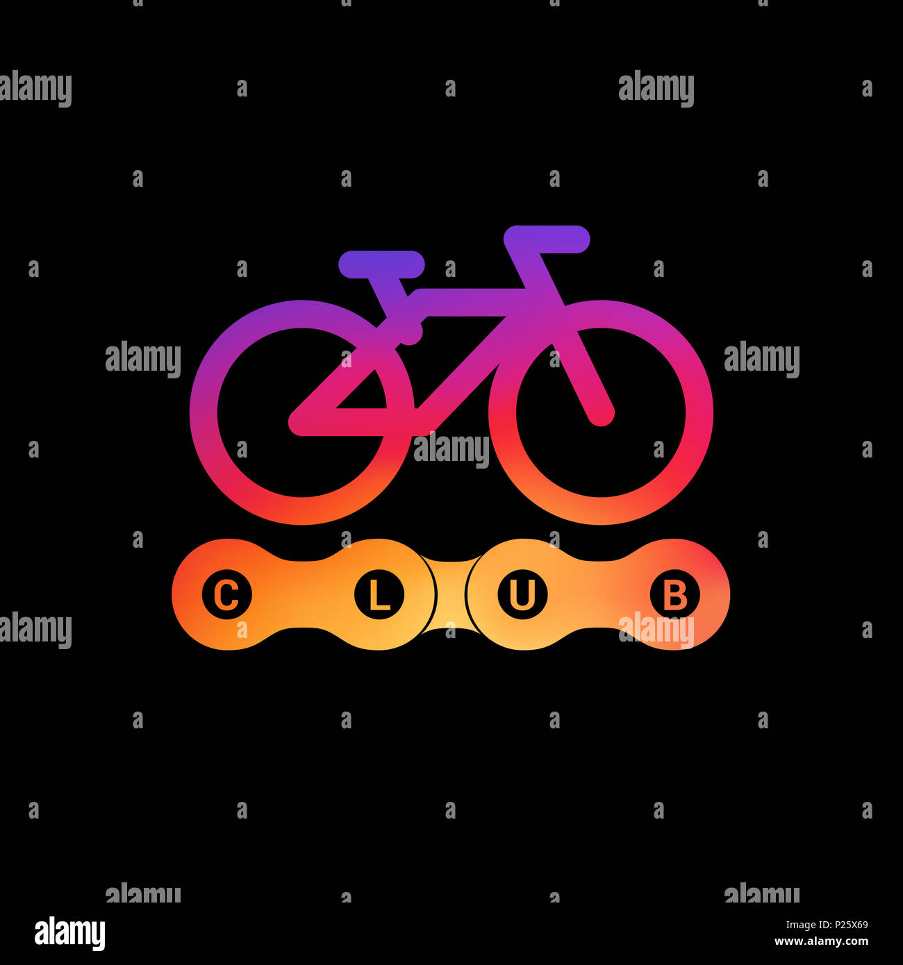 Bike Club Emblem. Modern Bright Gradient. Bicycle Path Sign, Symbol ...