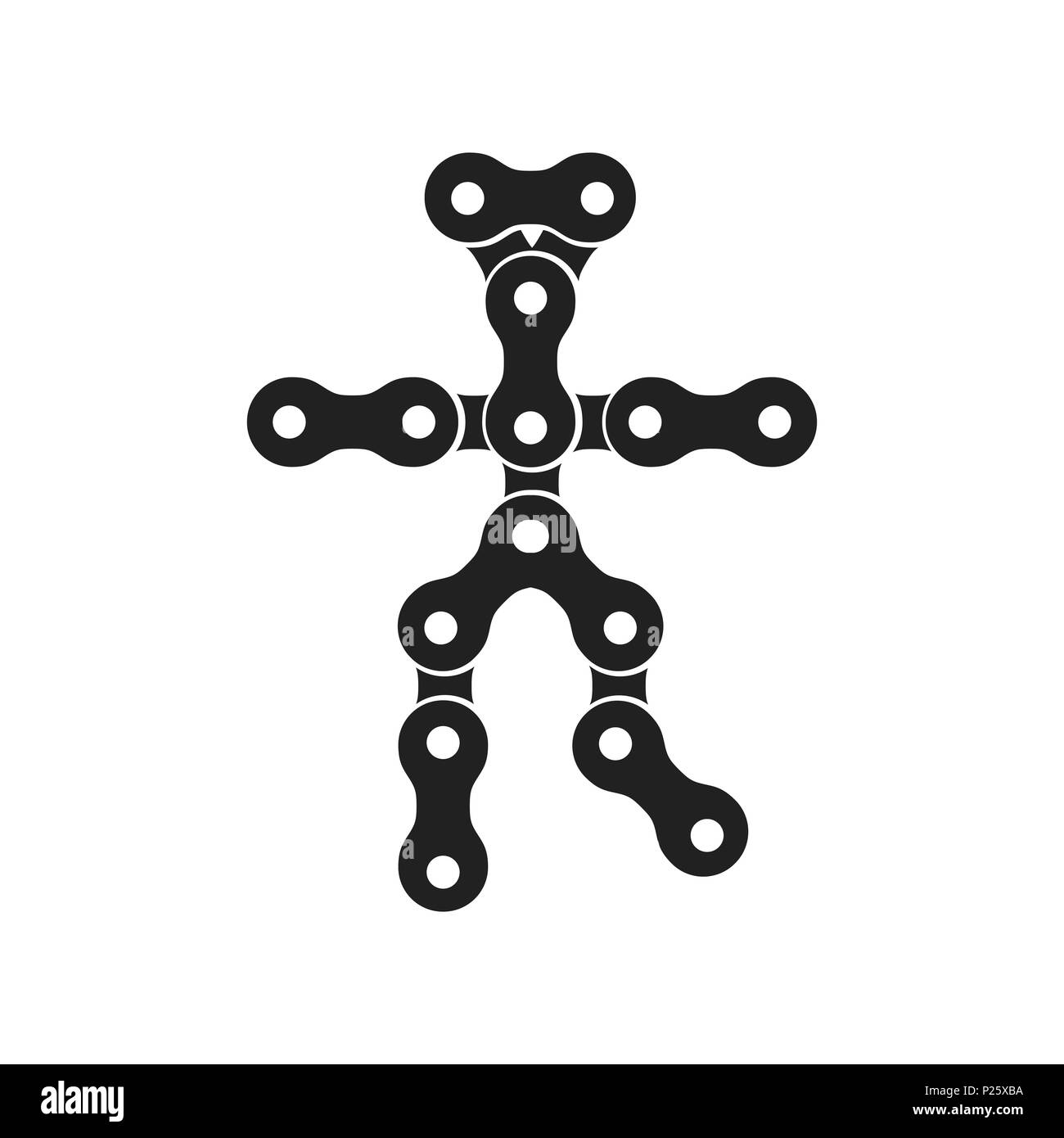 Dancing Man Icon Made of Bike or Bicycle Chain. Monochrome Silhouette ...