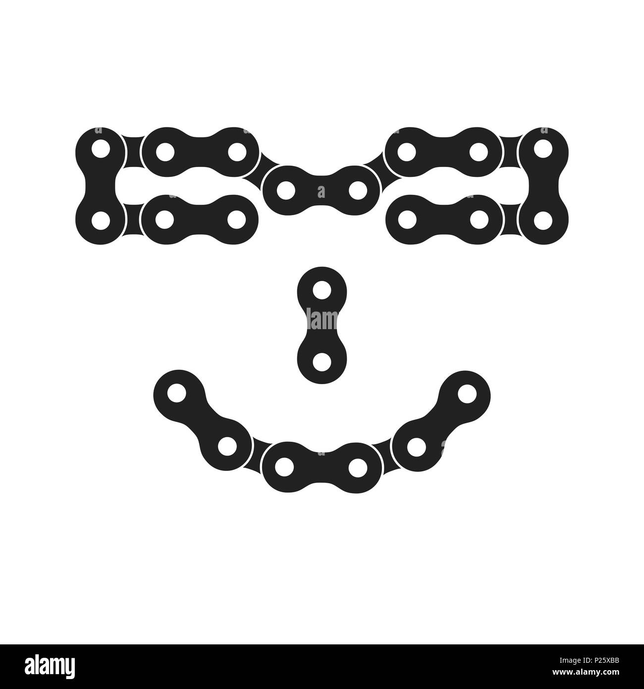 Smiling Face with Glasses Emoji Made of Bike or Bicycle Chain. Emoticon ...
