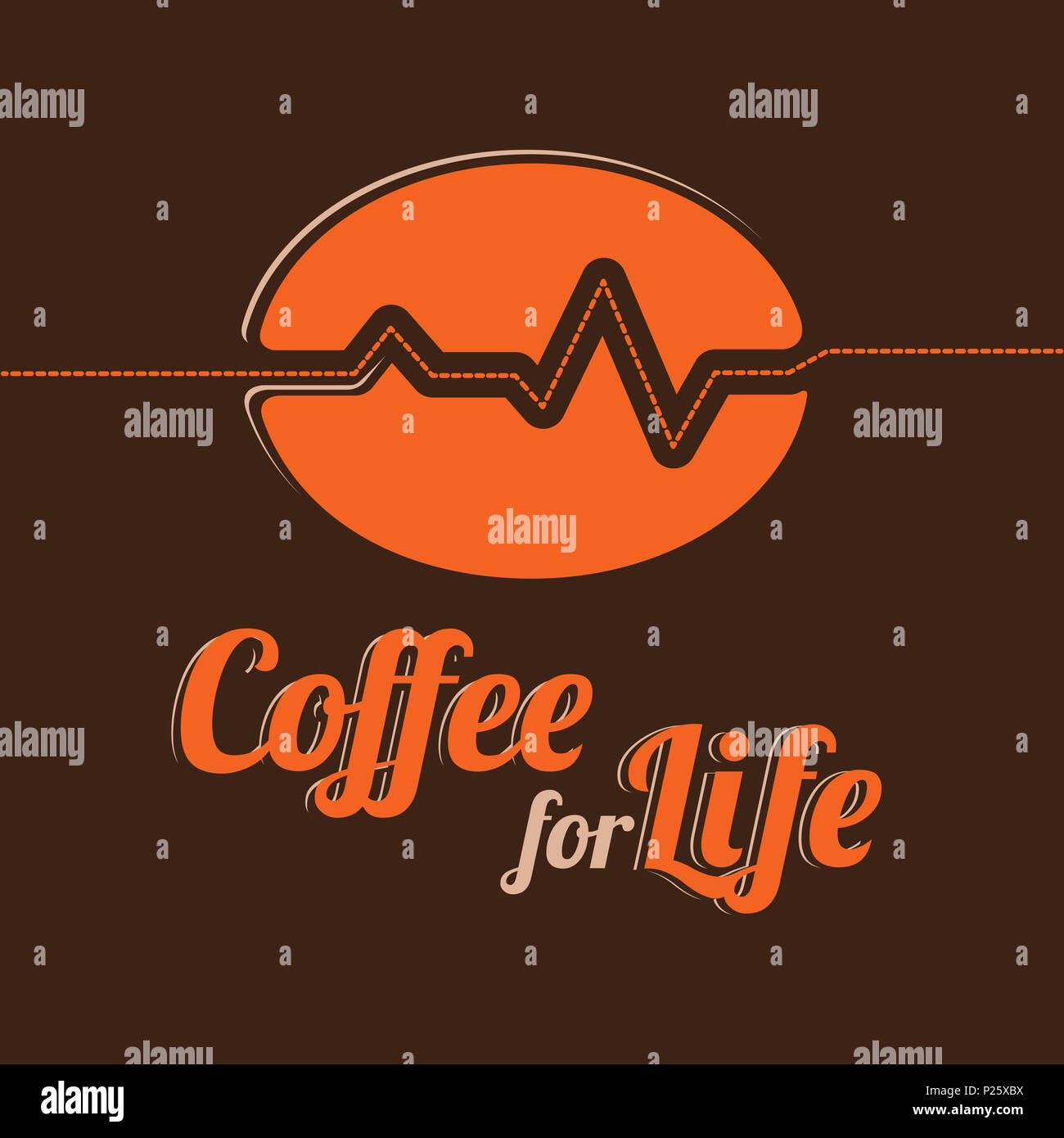 Coffee for Life Emblem. Stylized Coffee Bean and a Line in the Form of ...