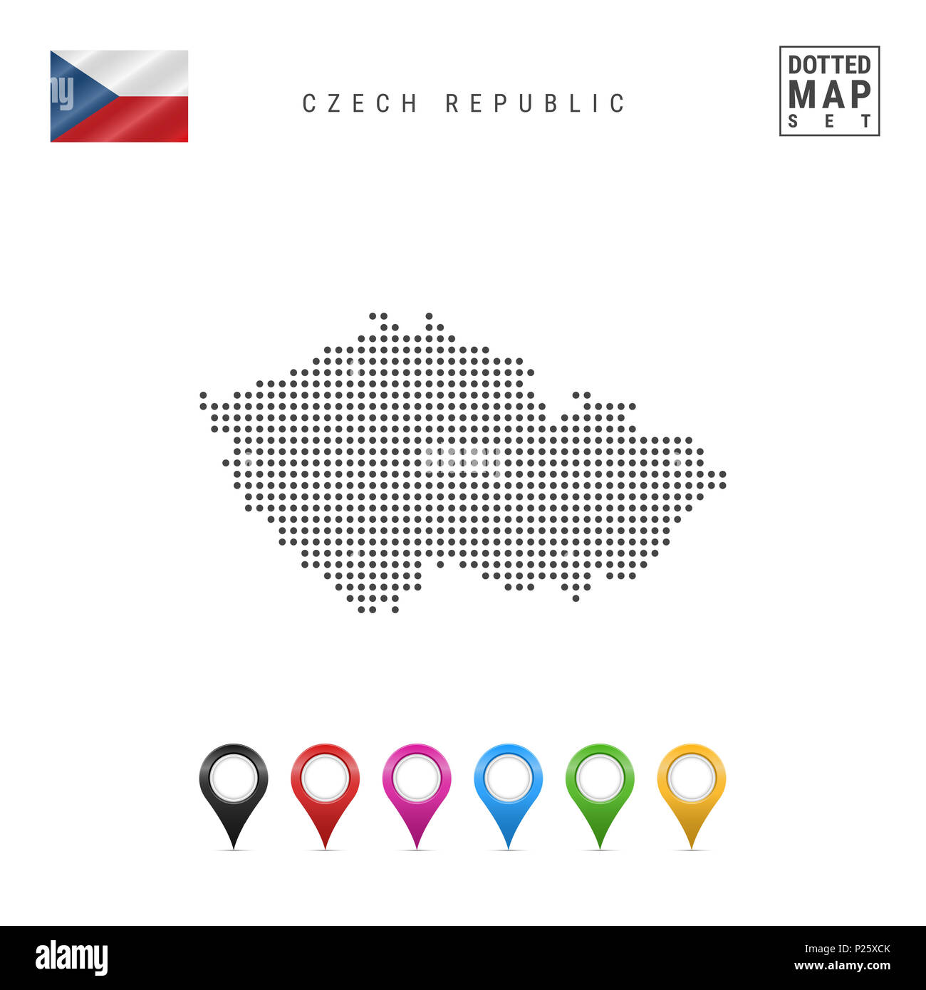 Dotted Map of Czech Republic. Simple Silhouette of Czech Republic. The ...