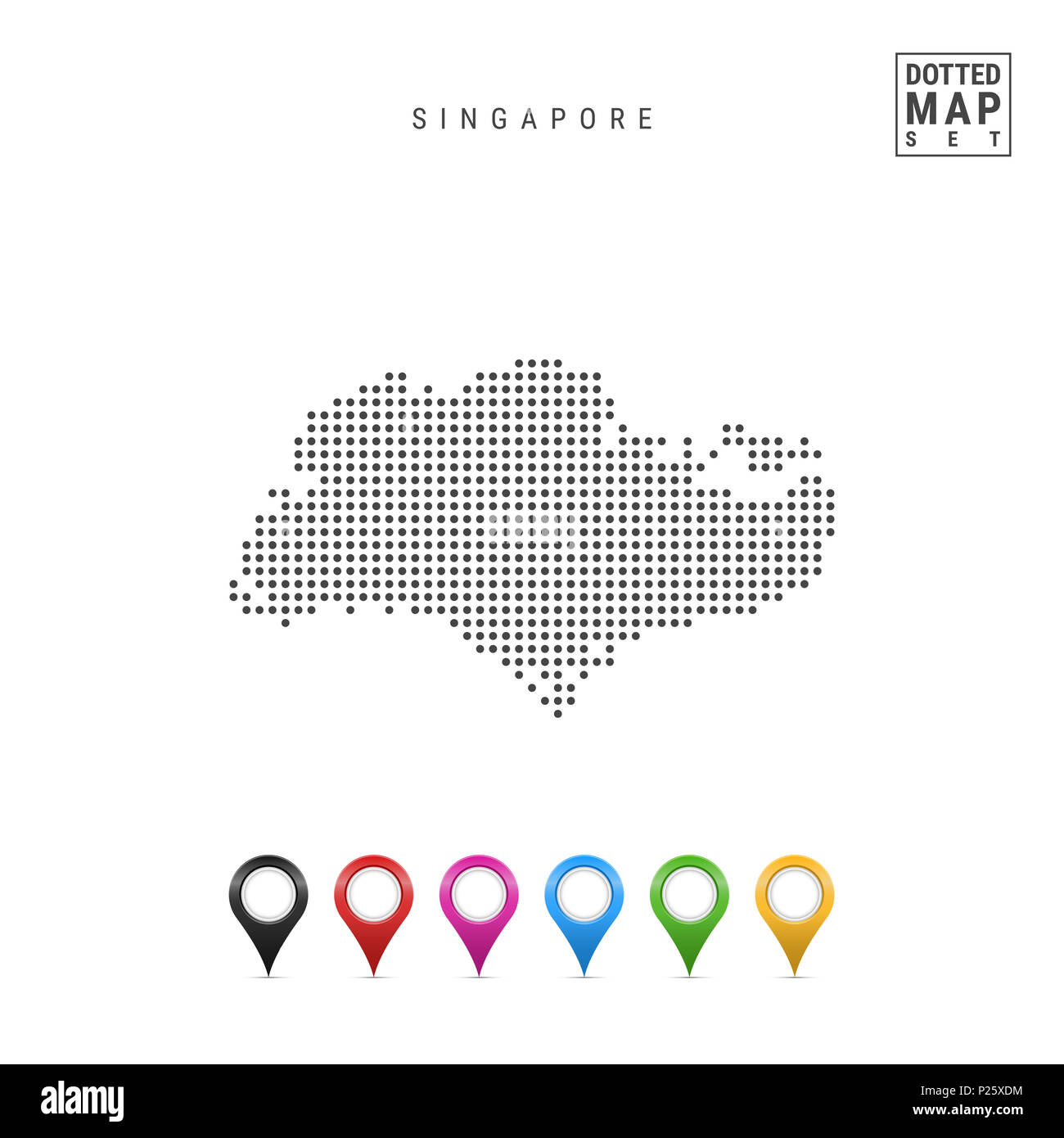Dotted Map of Singapore. Simple Silhouette of Singapore. The National ...
