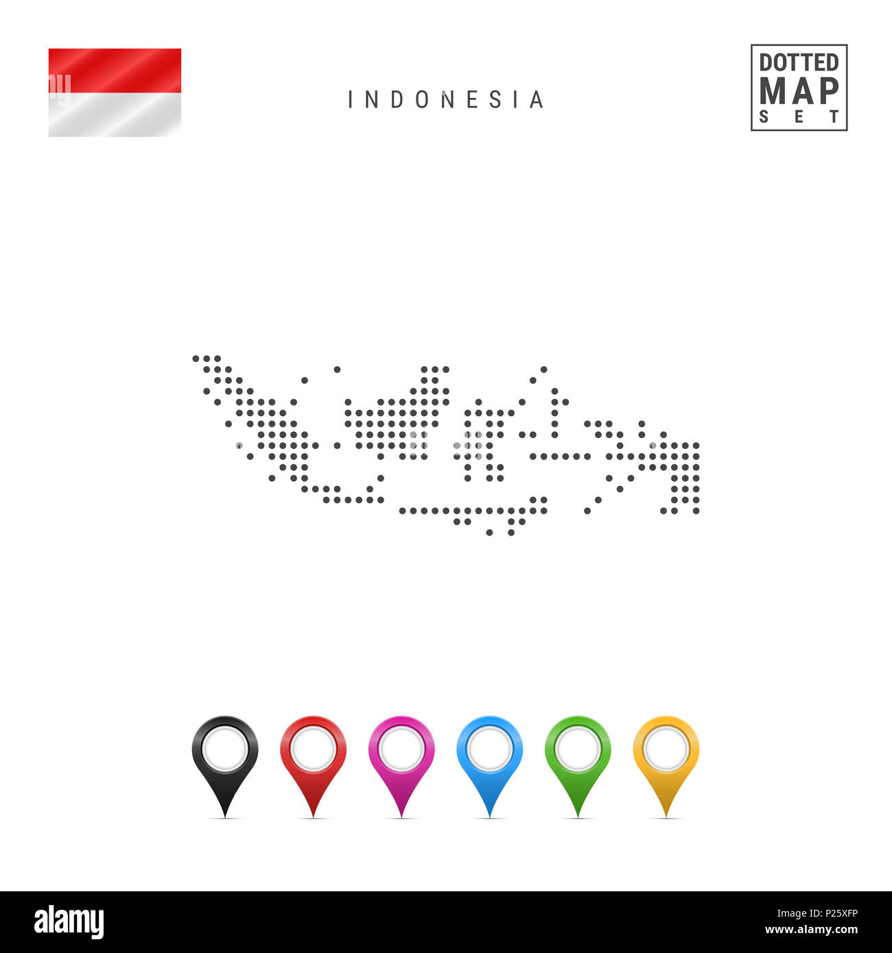 Dotted Map of Indonesia. Simple Silhouette of Indonesia. The National ...