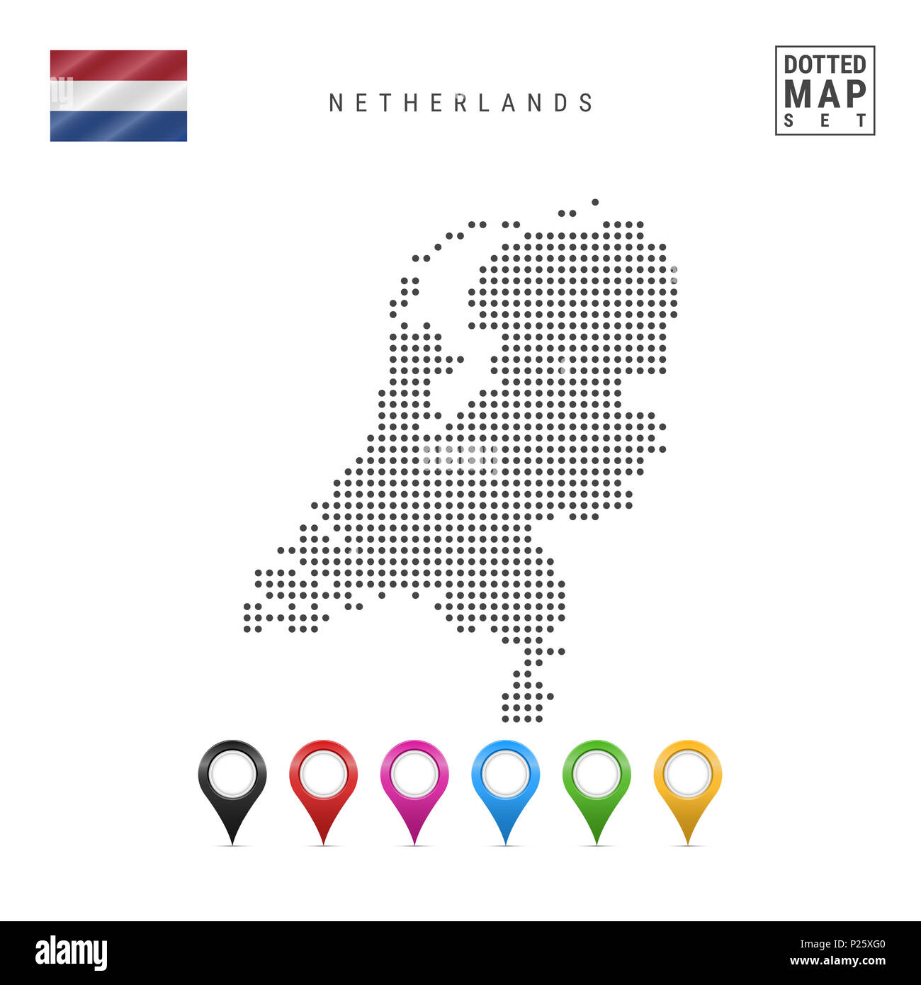 Dotted Map of Netherlands. Simple Silhouette of Netherlands. The ...