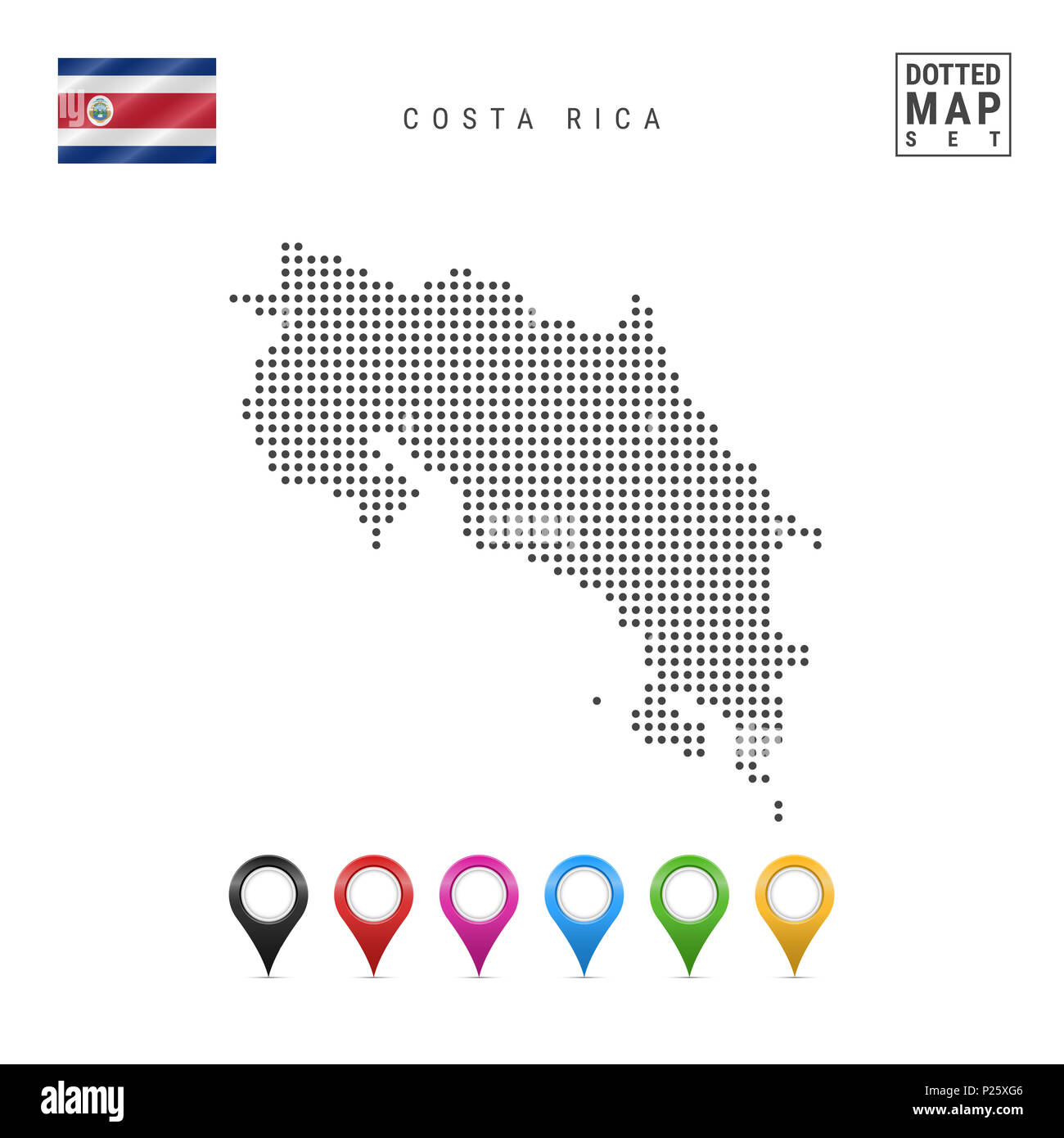 Dotted Map of Costa Rica. Simple Silhouette of Costa Rica. The National ...