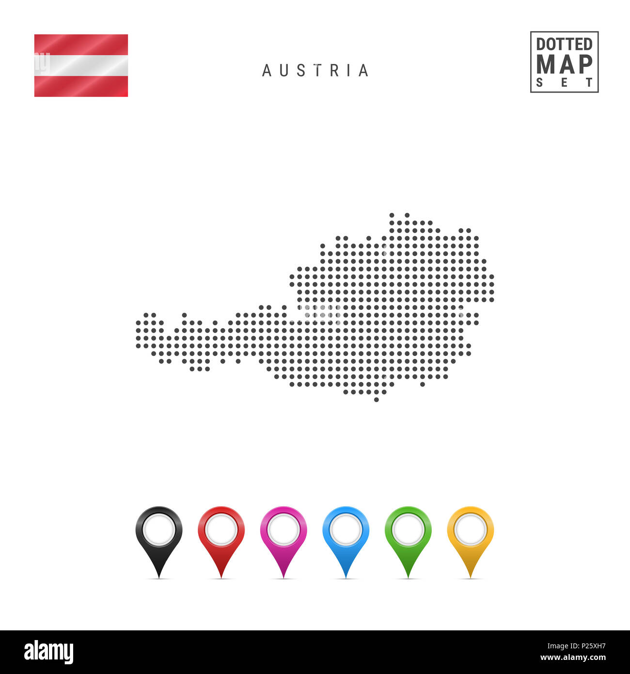 Dotted Map of Austria. Simple Silhouette of Austria. The National Flag ...