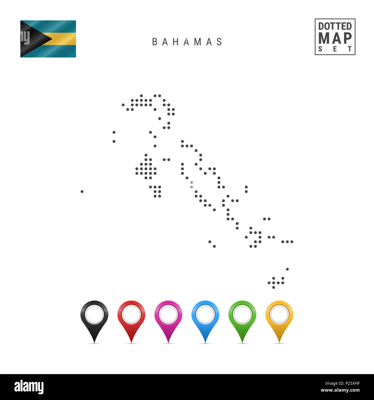 Dotted Map of Bahamas. Simple Silhouette of Bahamas. The National Flag ...