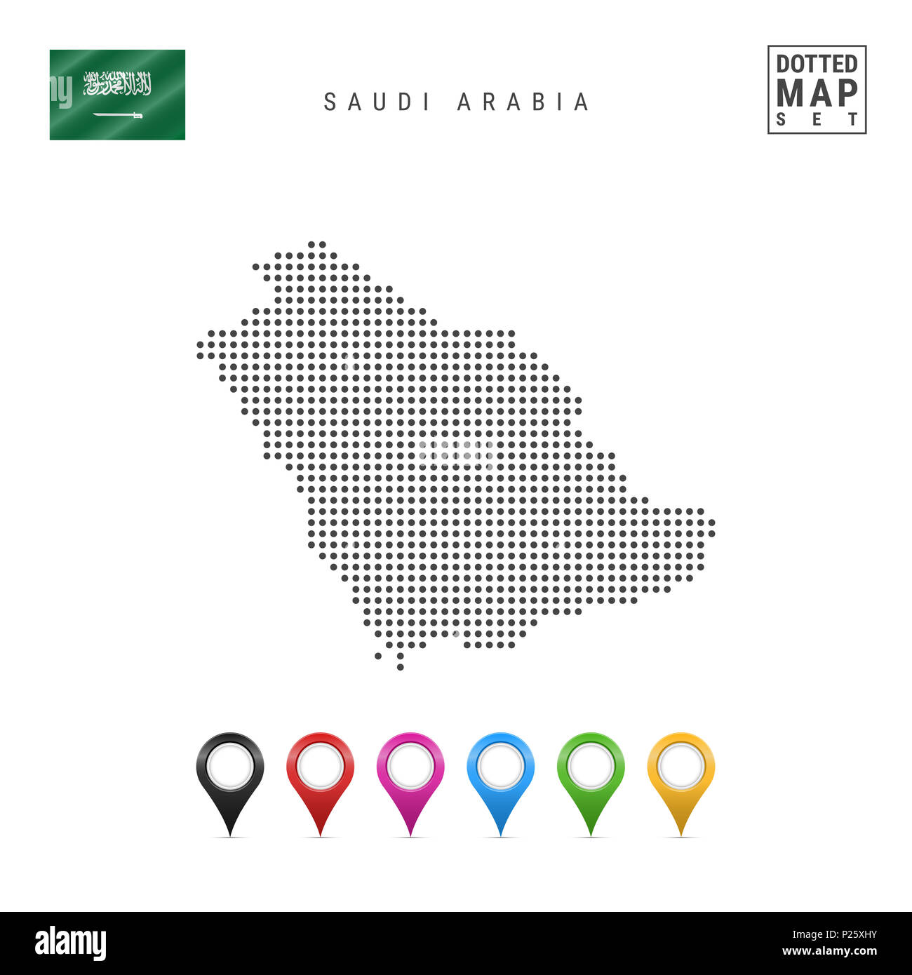 Dotted Map of Saudi Arabia. Simple Silhouette of Saudi Arabia. The ...