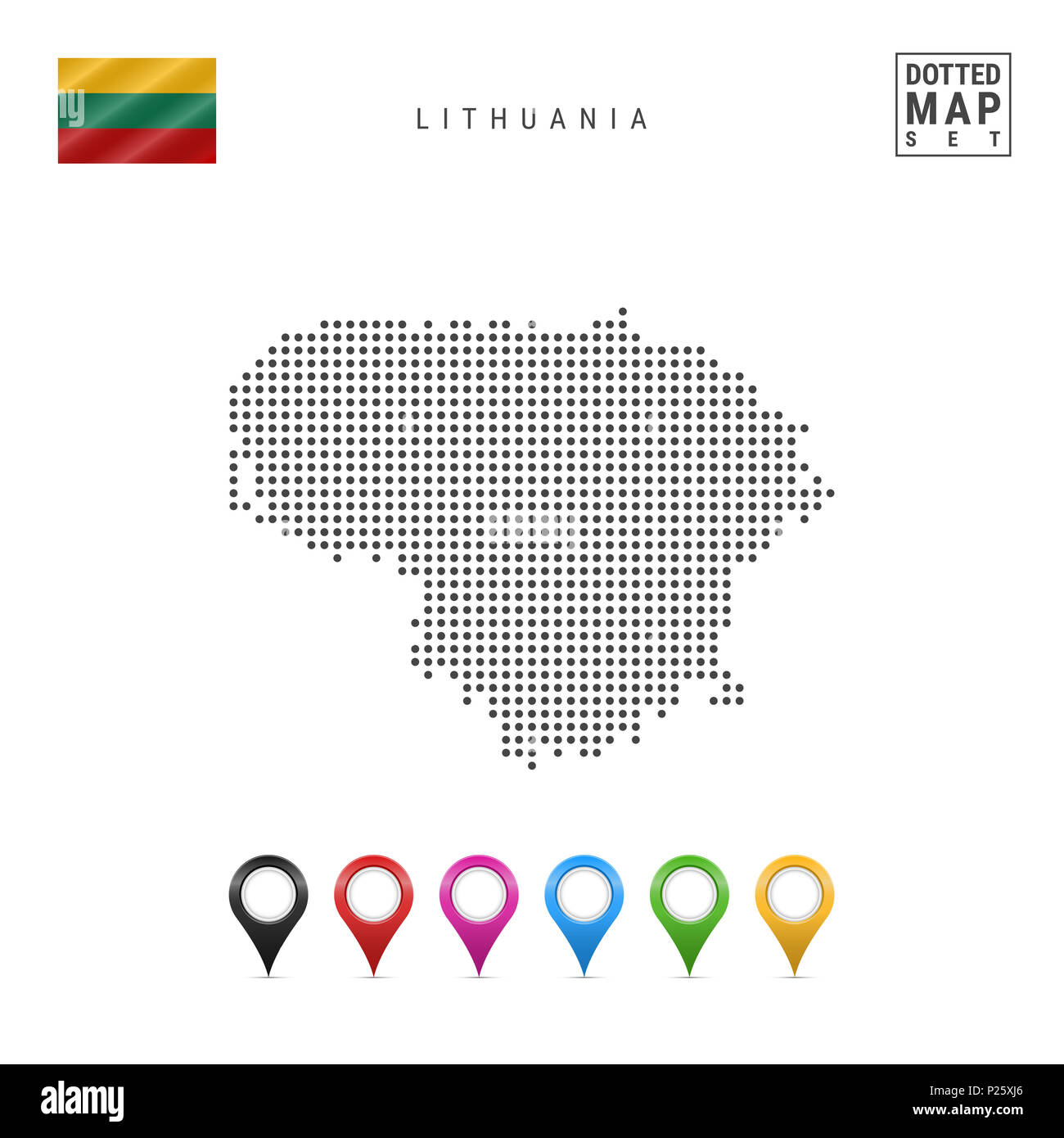 Dotted Map of Lithuania. Simple Silhouette of Lithuania. The National ...