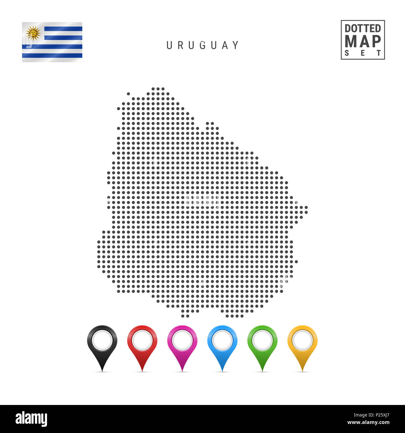 Dotted Map of Uruguay. Simple Silhouette of Uruguay. The National Flag ...