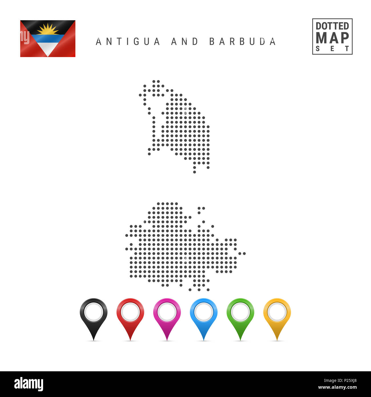 Dotted Map of Antigua and Barbuda. Simple Silhouette of Antigua and ...