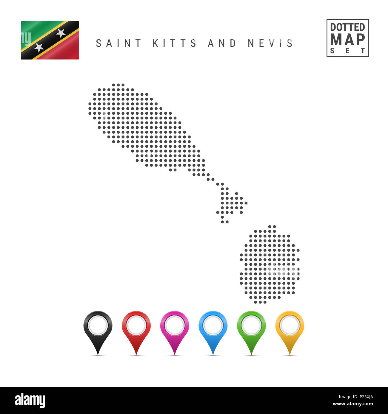 Dotted Map of Saint Kitts and Nevis. Simple Silhouette of Saint Kitts ...