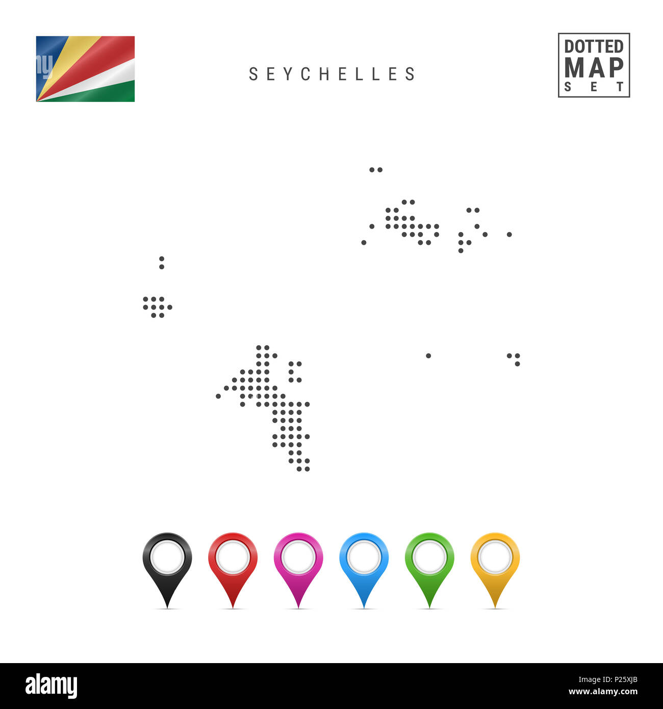 Dotted Map of Seychelles. Simple Silhouette of Seychelles. The National ...