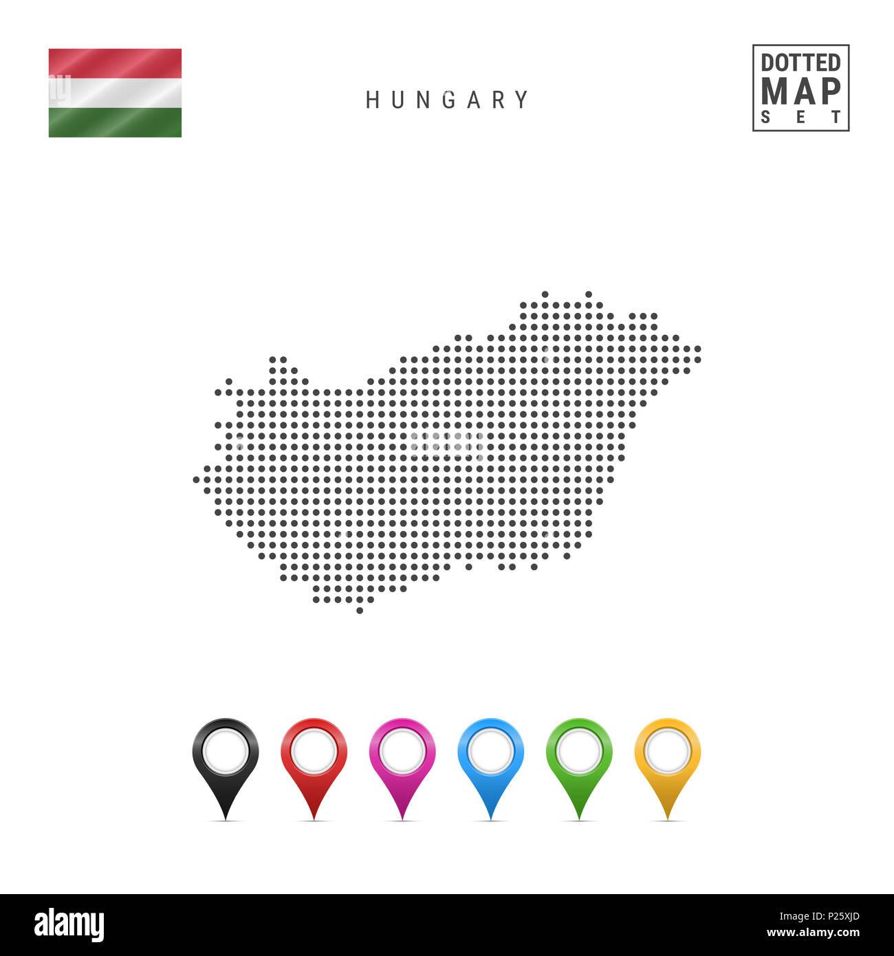 Dotted Map of Hungary. Simple Silhouette of Hungary. The National Flag ...