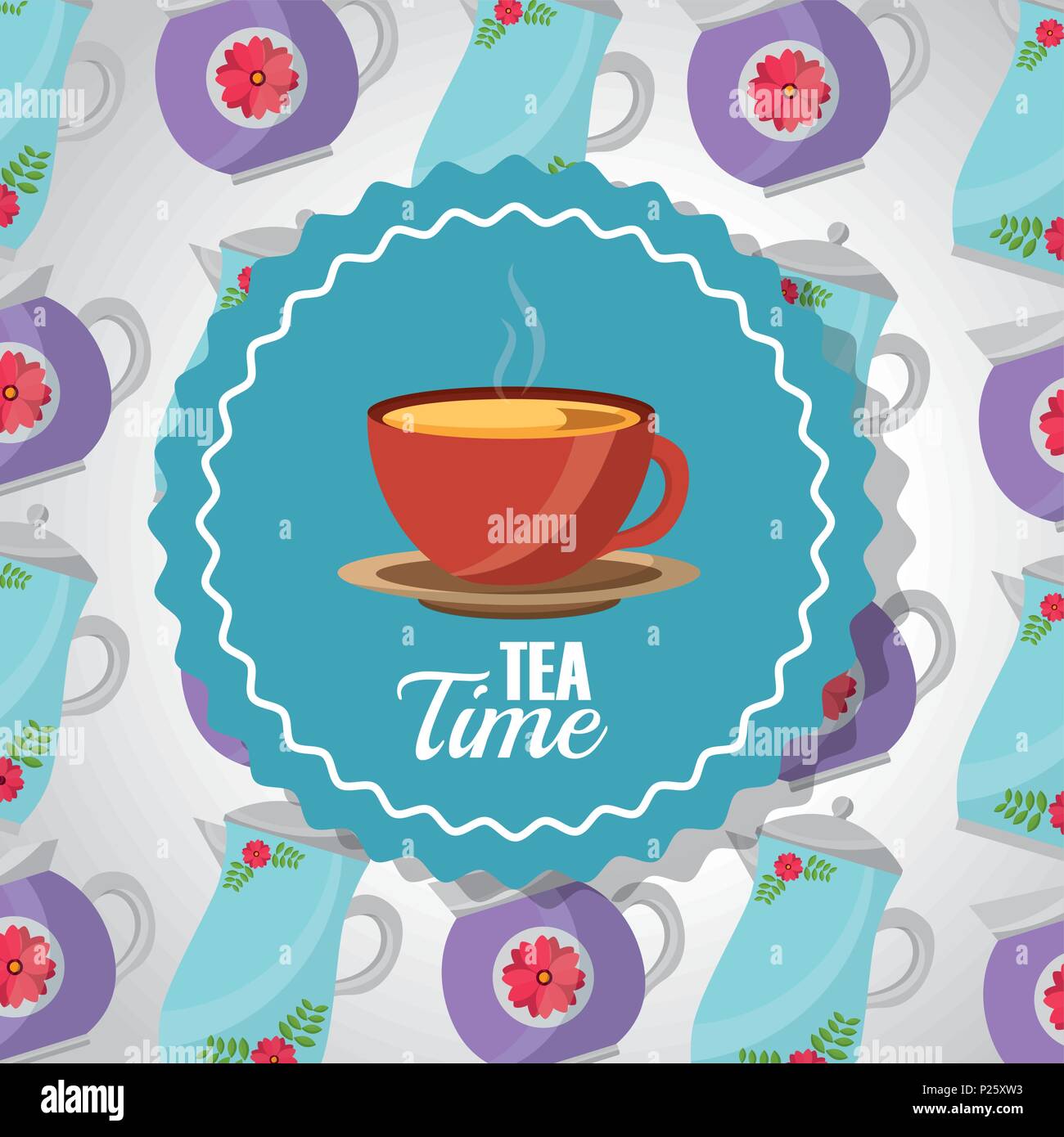 Teacup label Stock Vector Images - Alamy