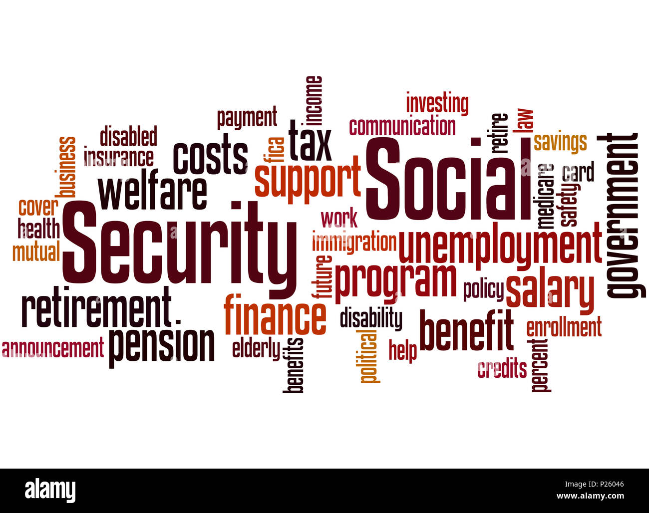 Social Security, word cloud concept on white background Stock Photo - Alamy