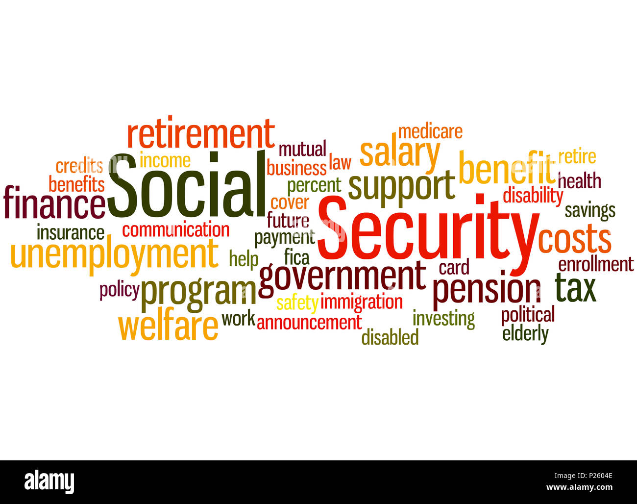Social Security, word cloud concept on white background Stock Photo - Alamy