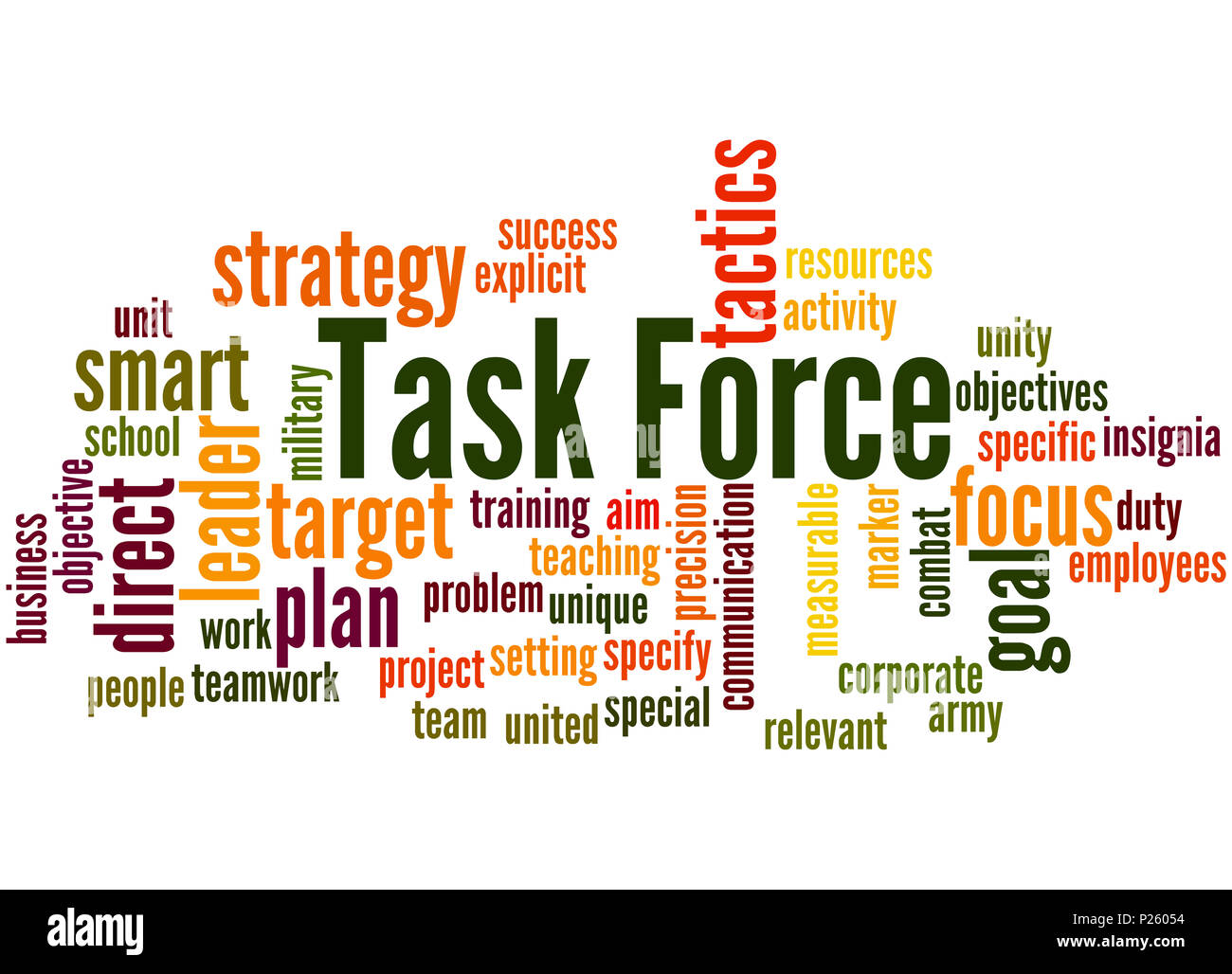 Task Force, word cloud concept on white background Stock Photo - Alamy