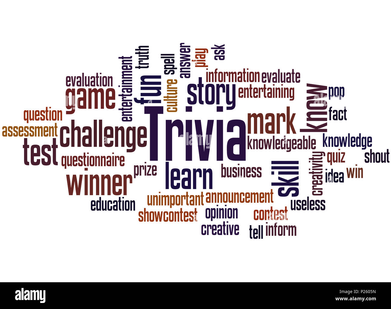 Trivia, word cloud concept on white background Stock Photo - Alamy