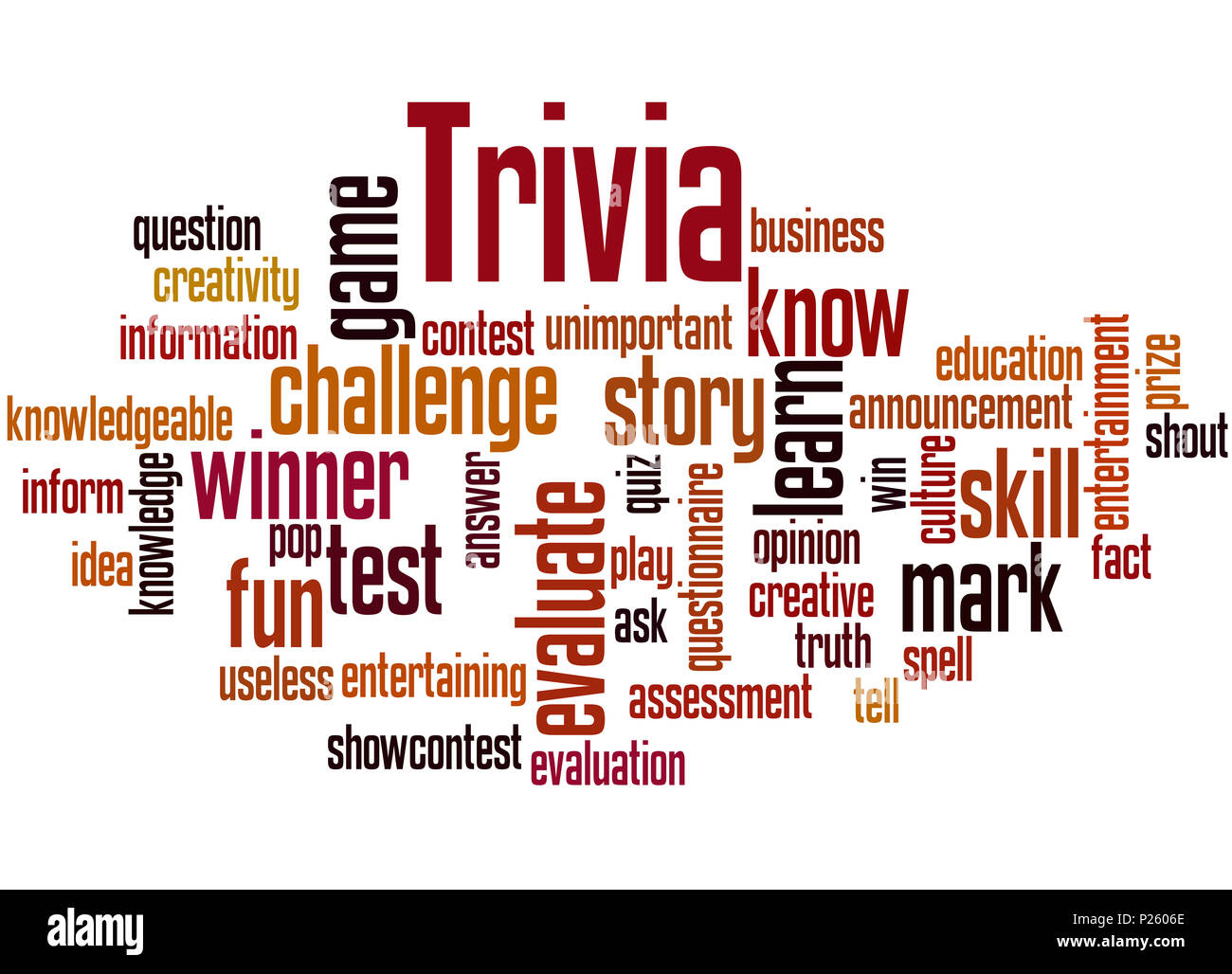 Trivia, word cloud concept on white background Stock Photo - Alamy