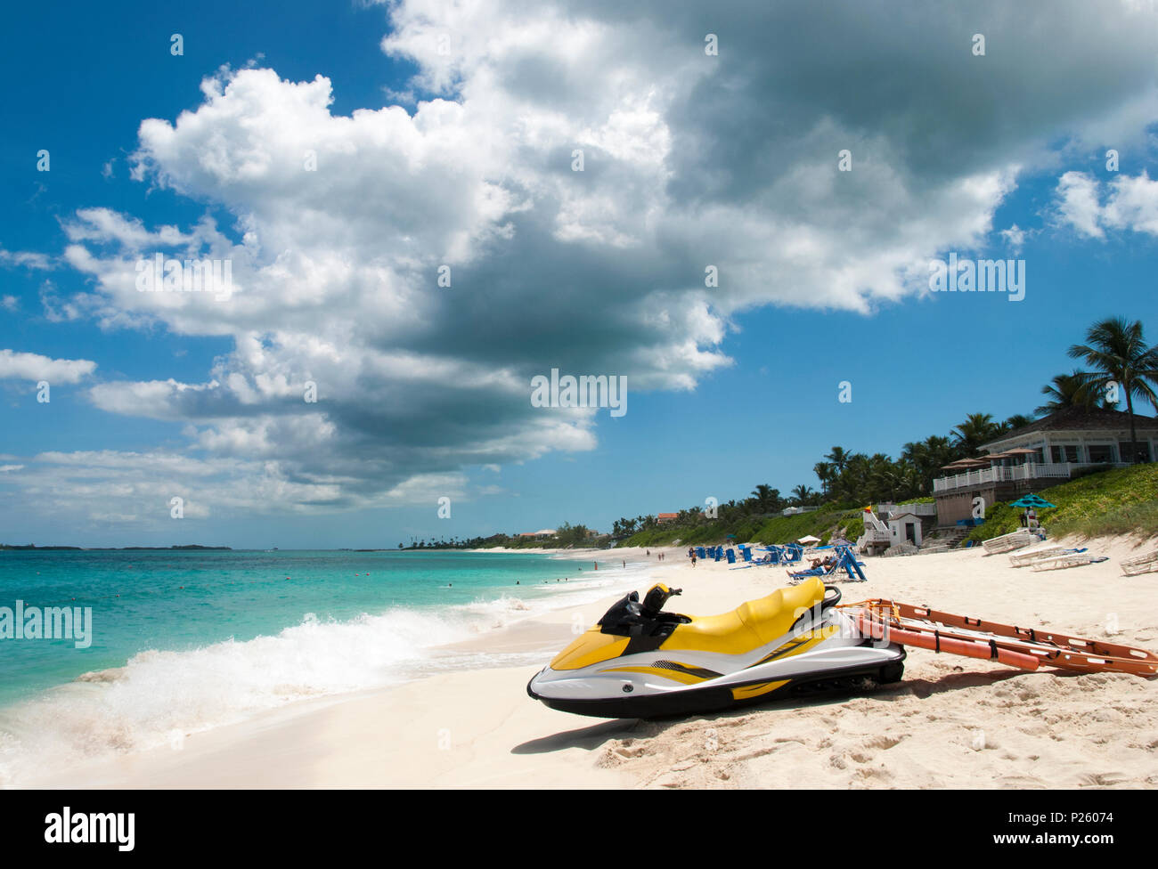The transportation of a lifeguard on Paradise Island beach (Bahamas ...
