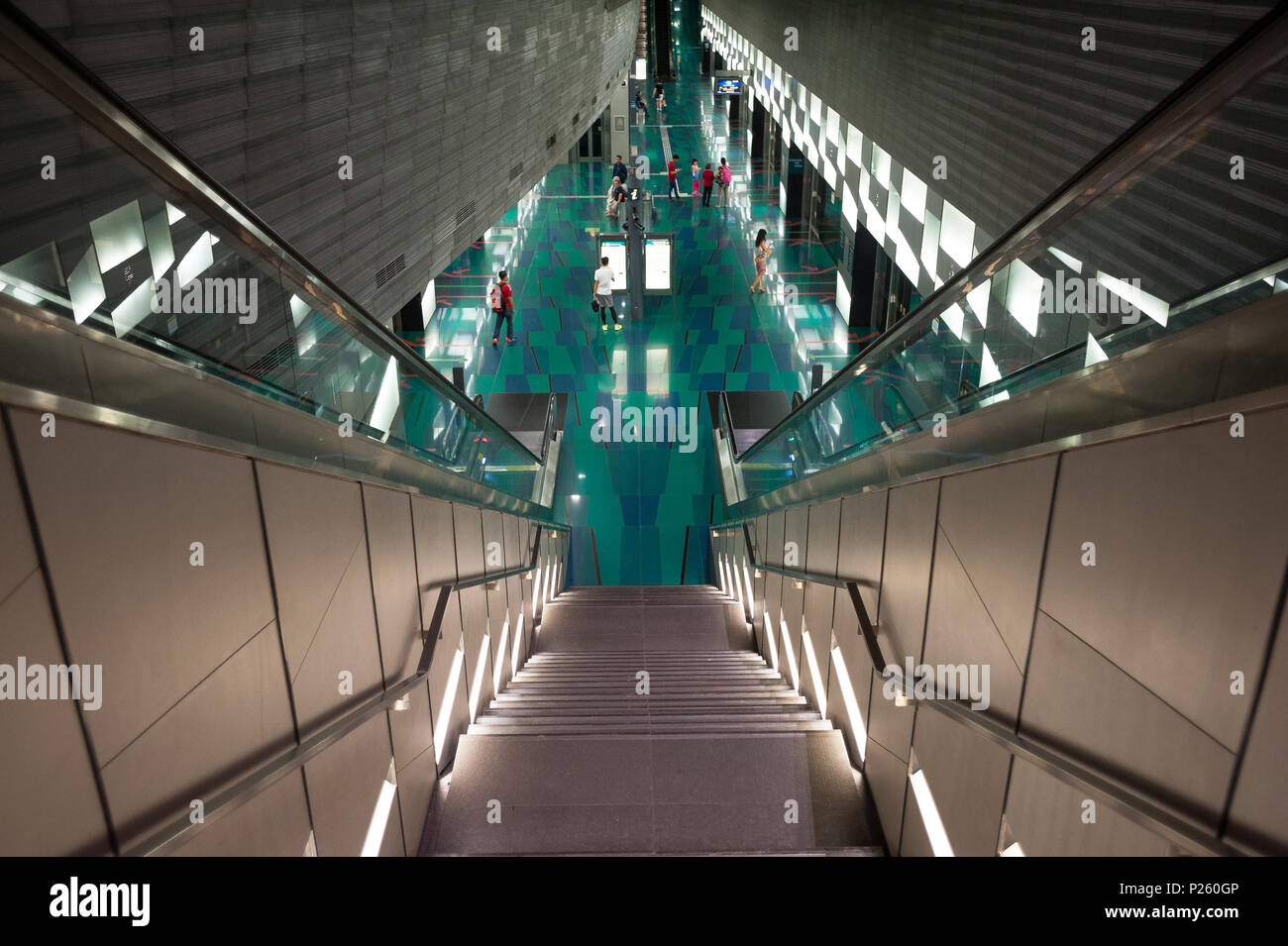 Singapore, Singapore, stairs to the subway station Stadium Stock Photo ...