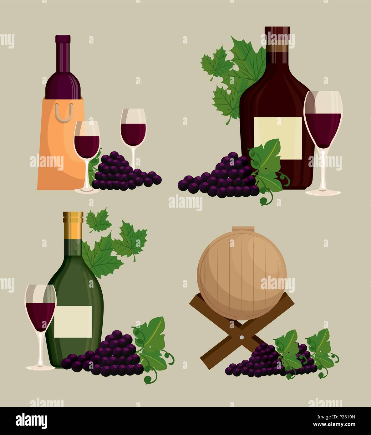 red wine set icons Stock Vector Image & Art - Alamy