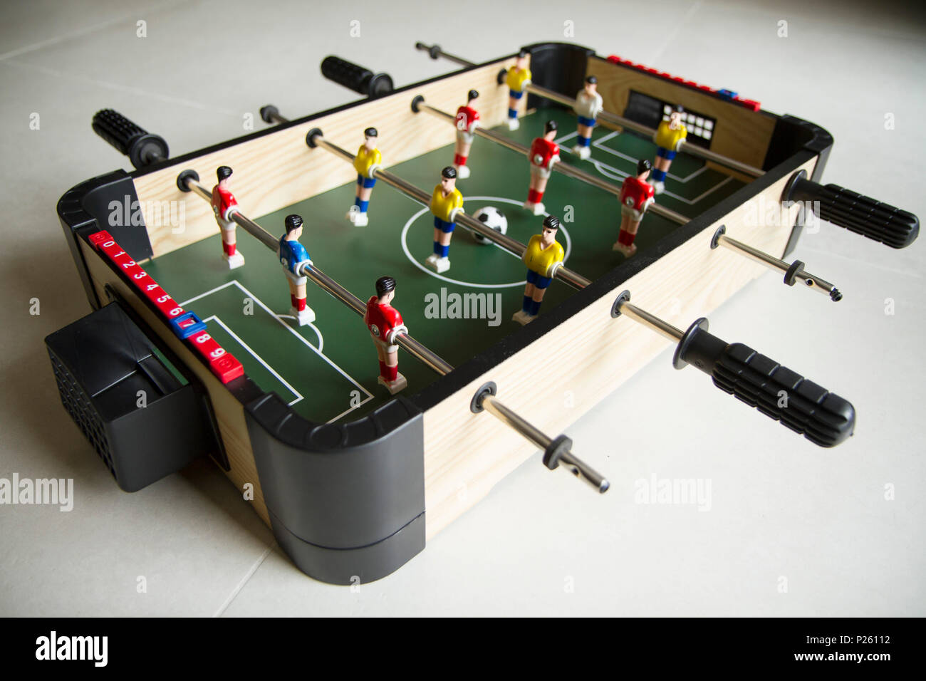 Top view of table socker game Stock Photo - Alamy