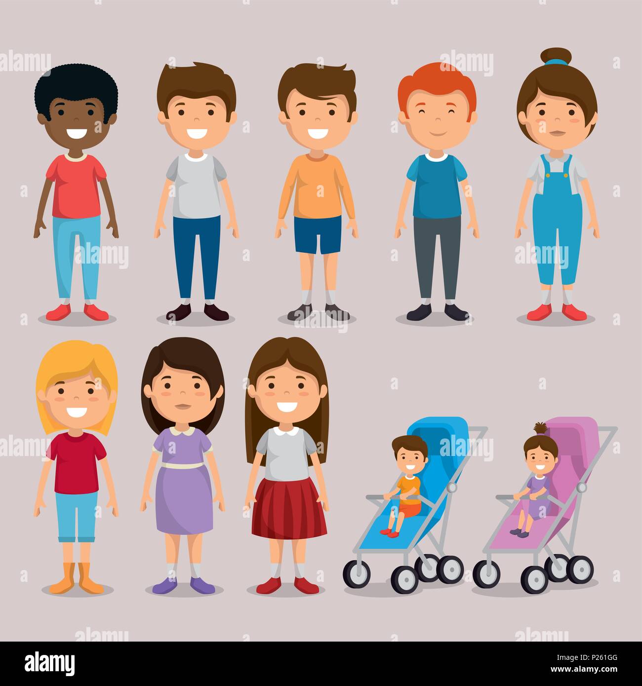 group of kids friends characters Stock Vector Image & Art - Alamy