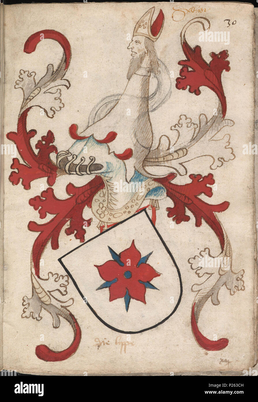 . Nederlands: Die Lippe - Lippe - Folium 30r van het Wapenboek Nassau ...
