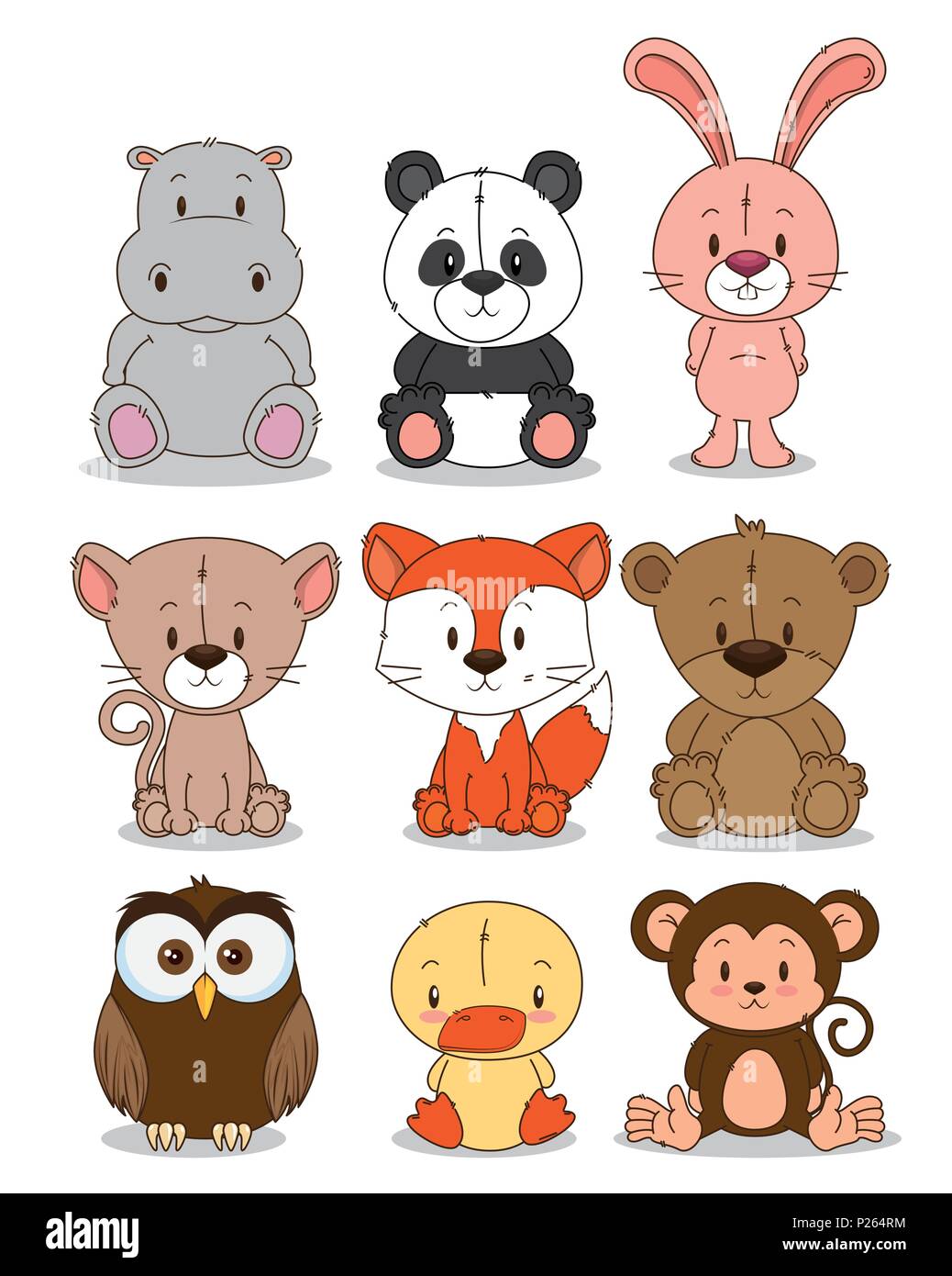 little cute animals group Stock Vector Image & Art - Alamy