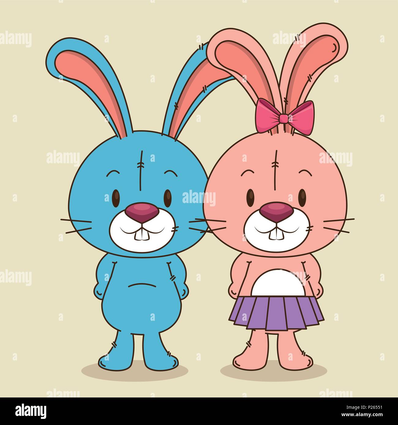 cute and little rabbits couple characters Stock Vector Image & Art - Alamy