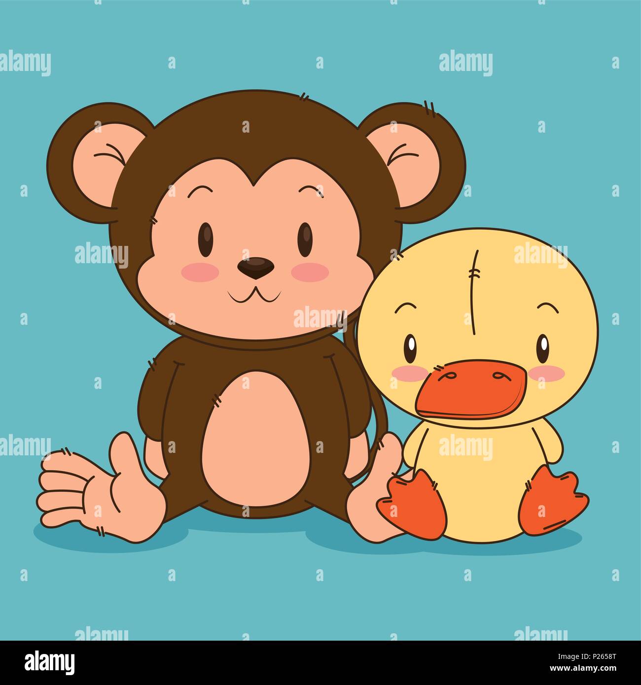 little cute monkey and duck characters Stock Vector Image & Art - Alamy