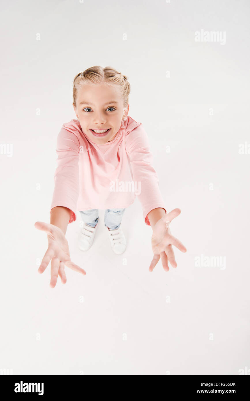 Preteen arms up hi-res stock photography and images - Alamy