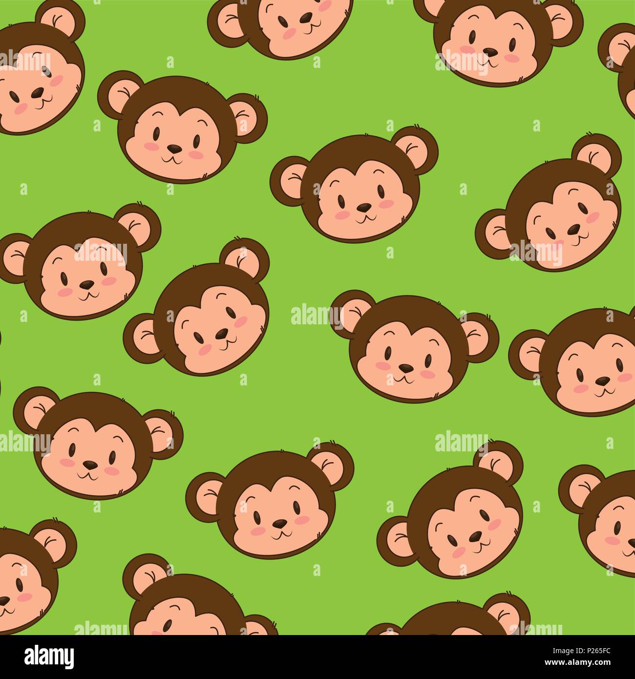 little cute monkey heads pattern Stock Vector Image & Art - Alamy