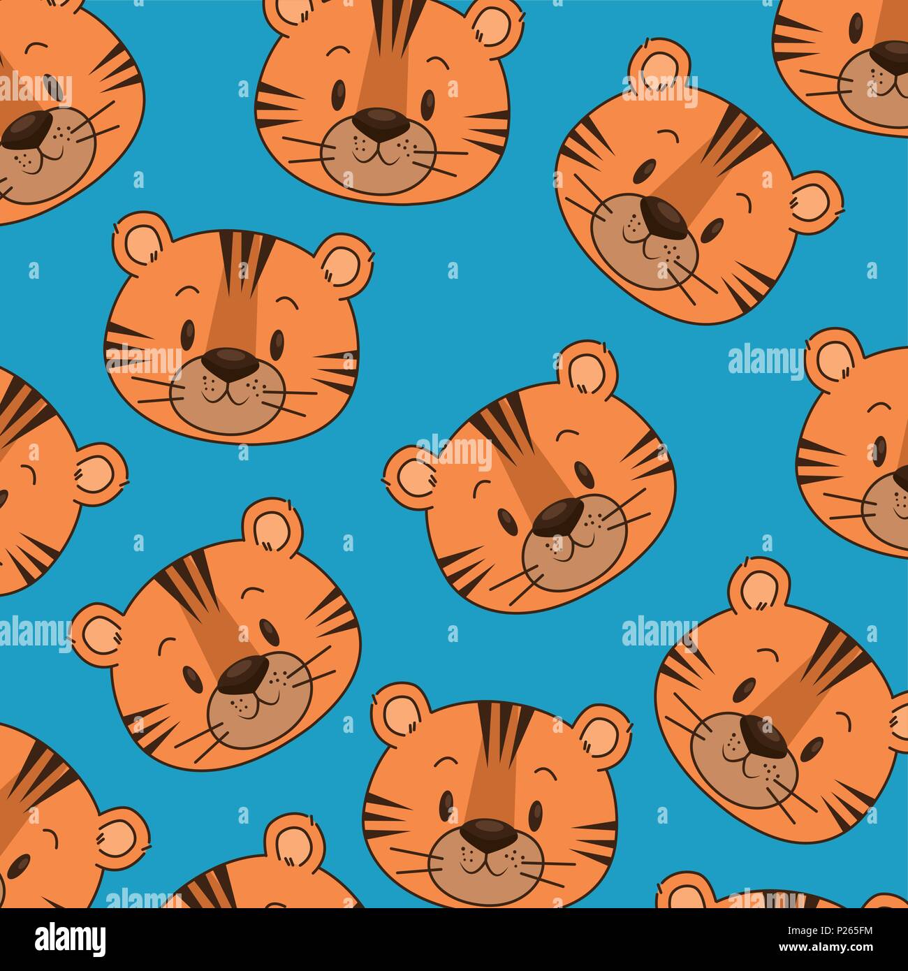cute and little tiger heads pattern Stock Vector Image & Art - Alamy
