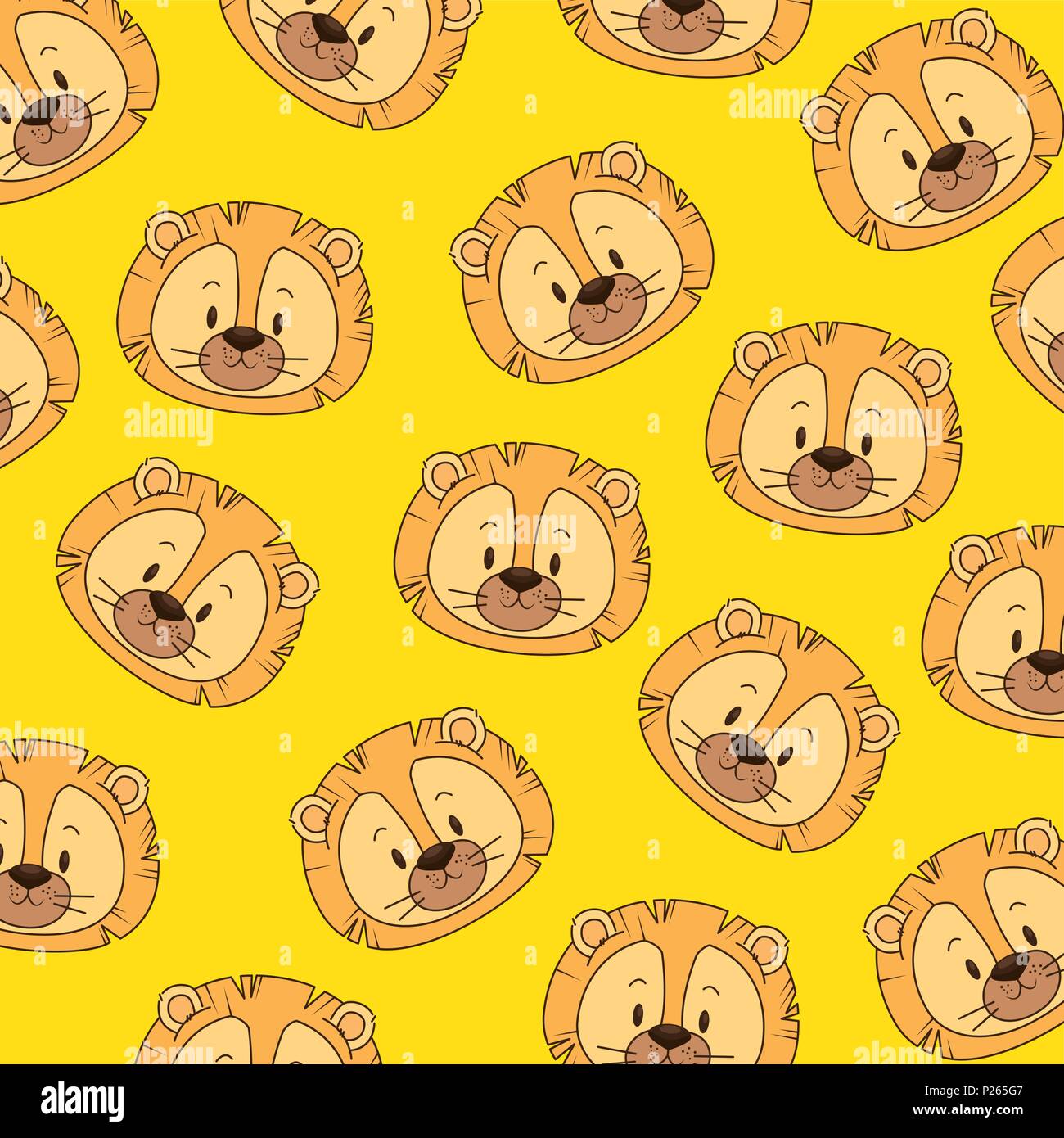 cute and little lion heads pattern Stock Vector Image & Art - Alamy