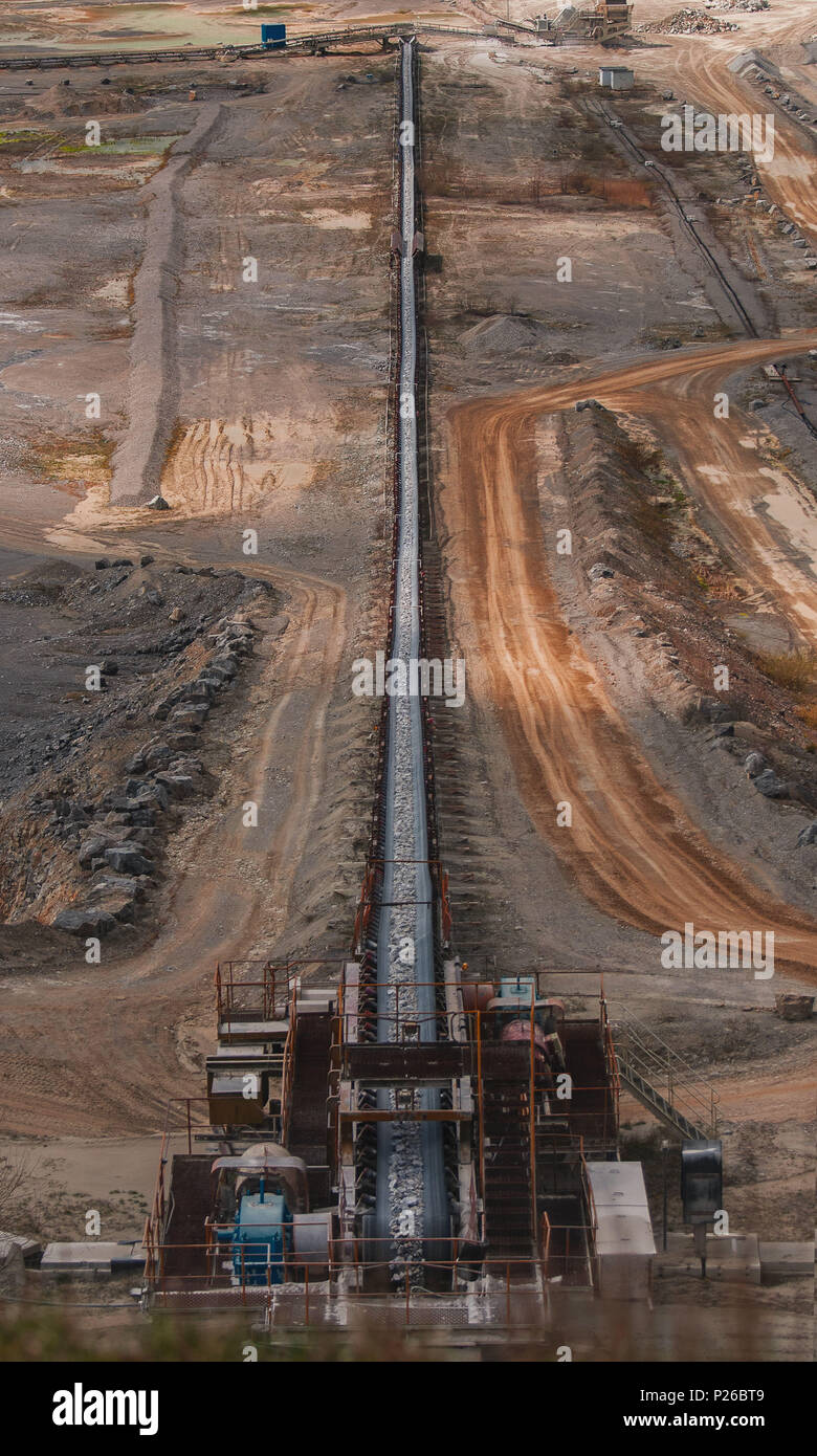 Open-cast mining with red rocks in Rübeland, National Park Harz in ...